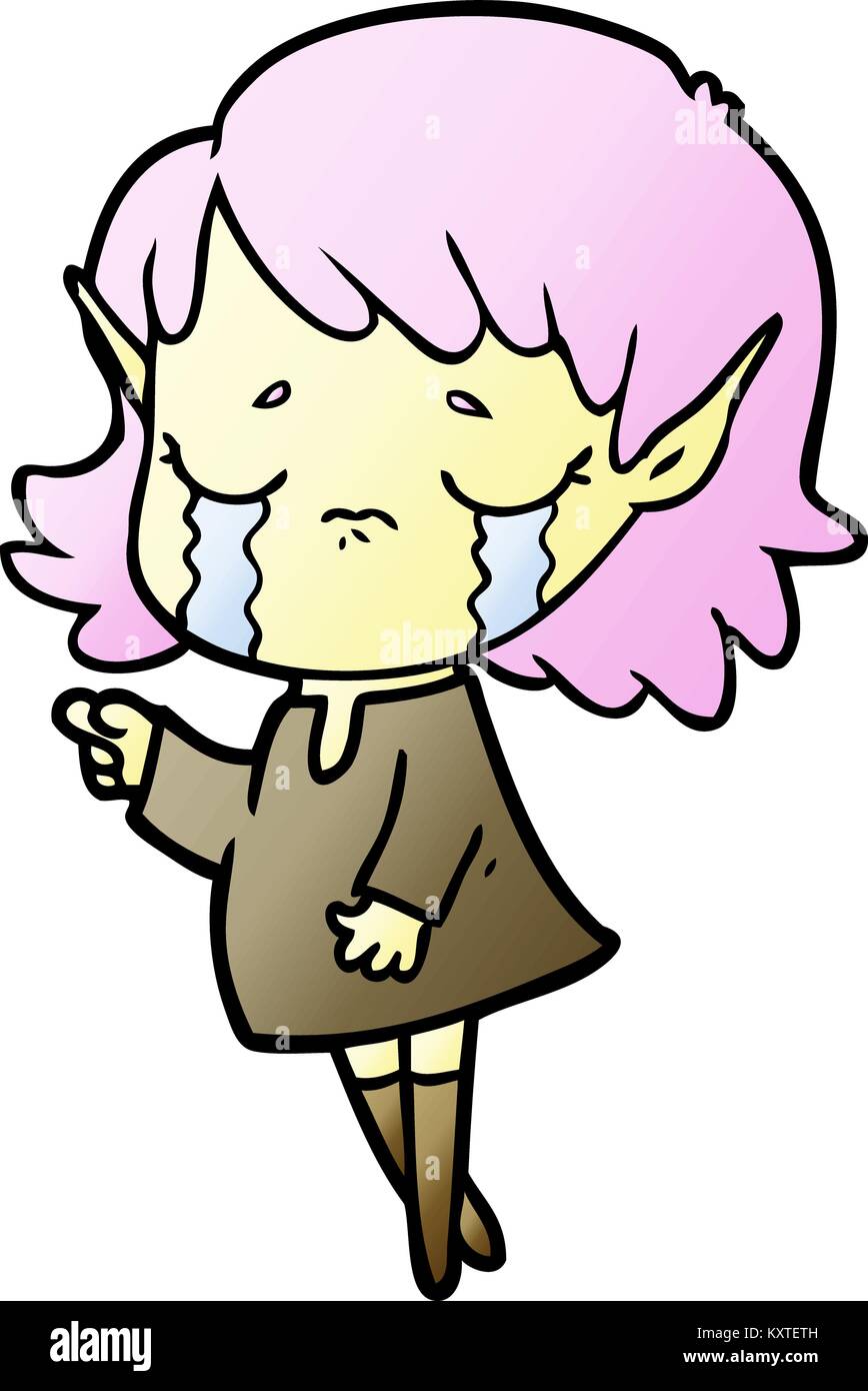 cartoon crying elf girl Stock Vector Image & Art - Alamy