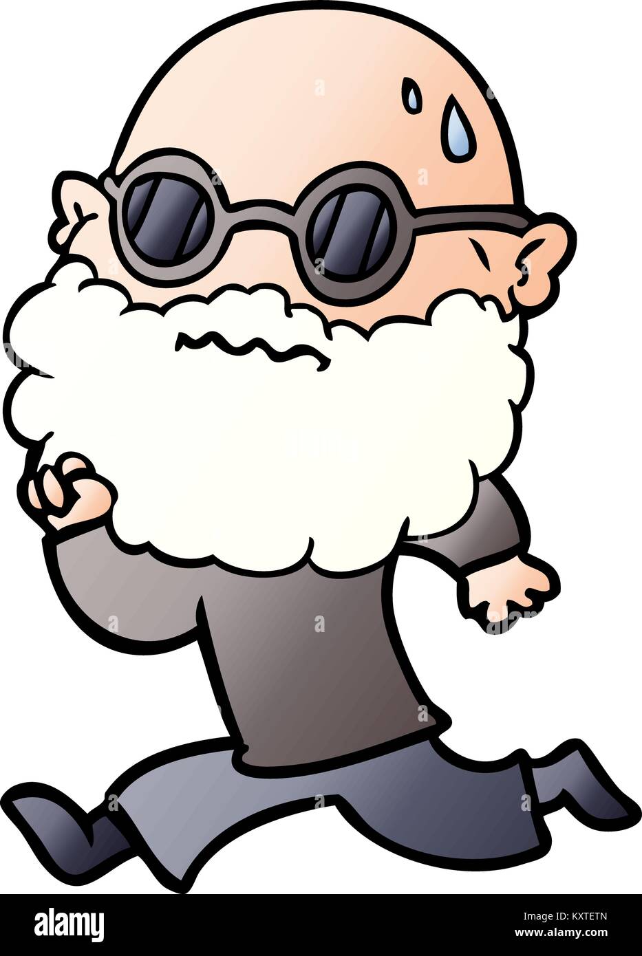 cartoon running man with beard and sunglasses sweating Stock Vector ...