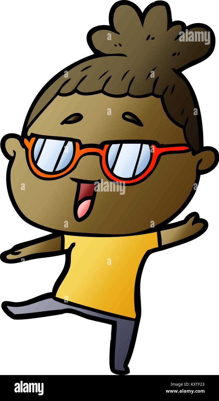 cartoon happy woman wearing spectacles Stock Vector Image & Art - Alamy