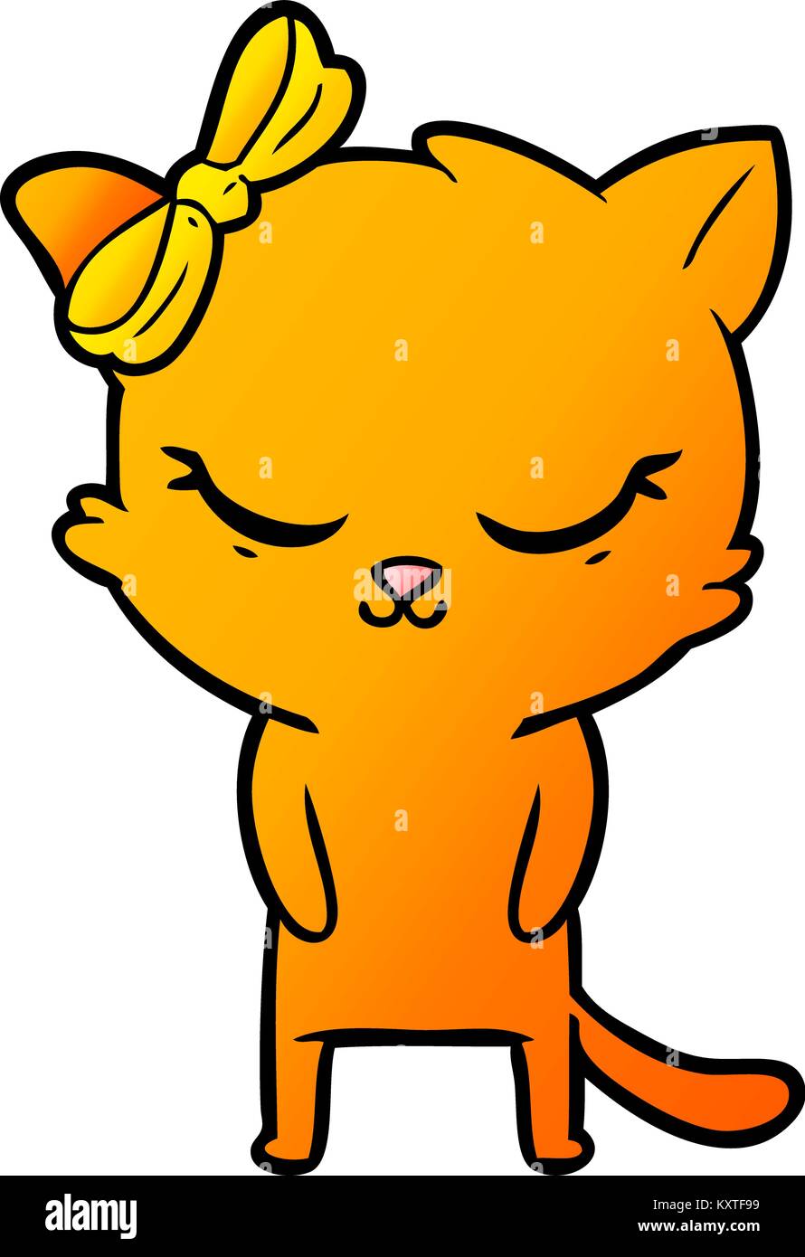 cute cartoon cat with bow Stock Vector Image & Art - Alamy