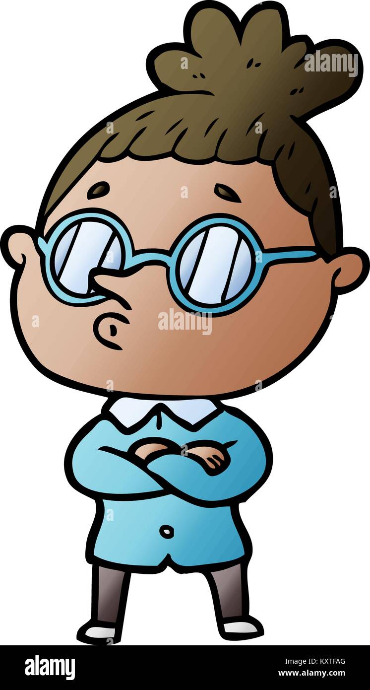 cartoon woman wearing glasses Stock Vector Image & Art - Alamy