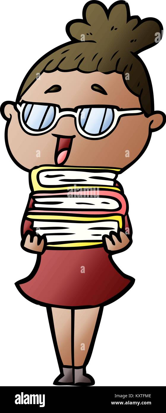 cartoon happy woman wearing spectacles Stock Vector Image & Art - Alamy