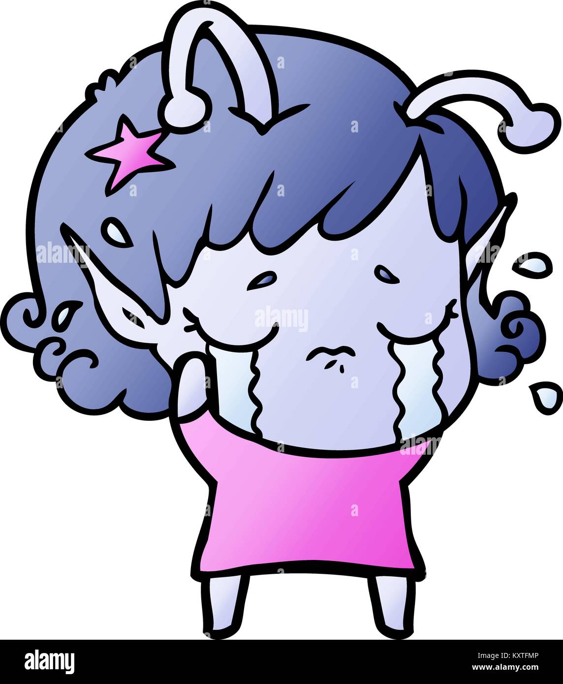 cartoon crying alien girl Stock Vector Image & Art - Alamy