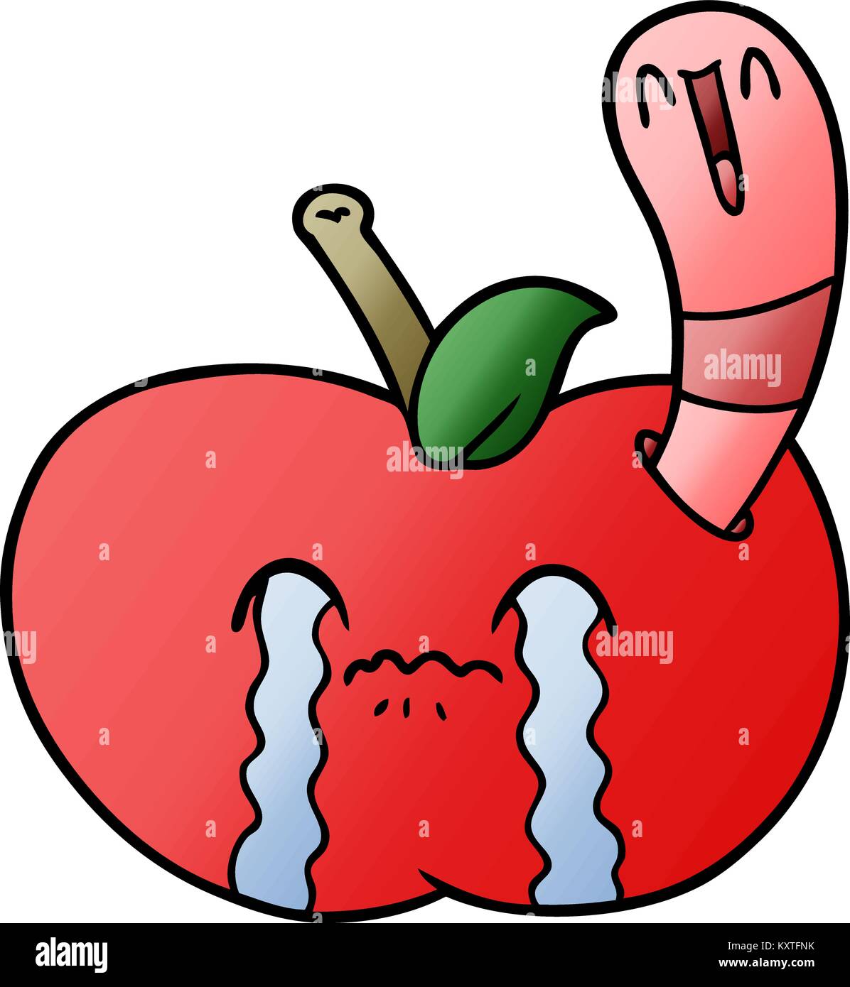 cartoon worm eating an apple Stock Vector Image & Art - Alamy