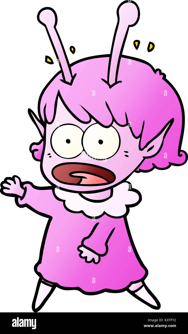 cartoon shocked alien girl Stock Vector Image & Art - Alamy