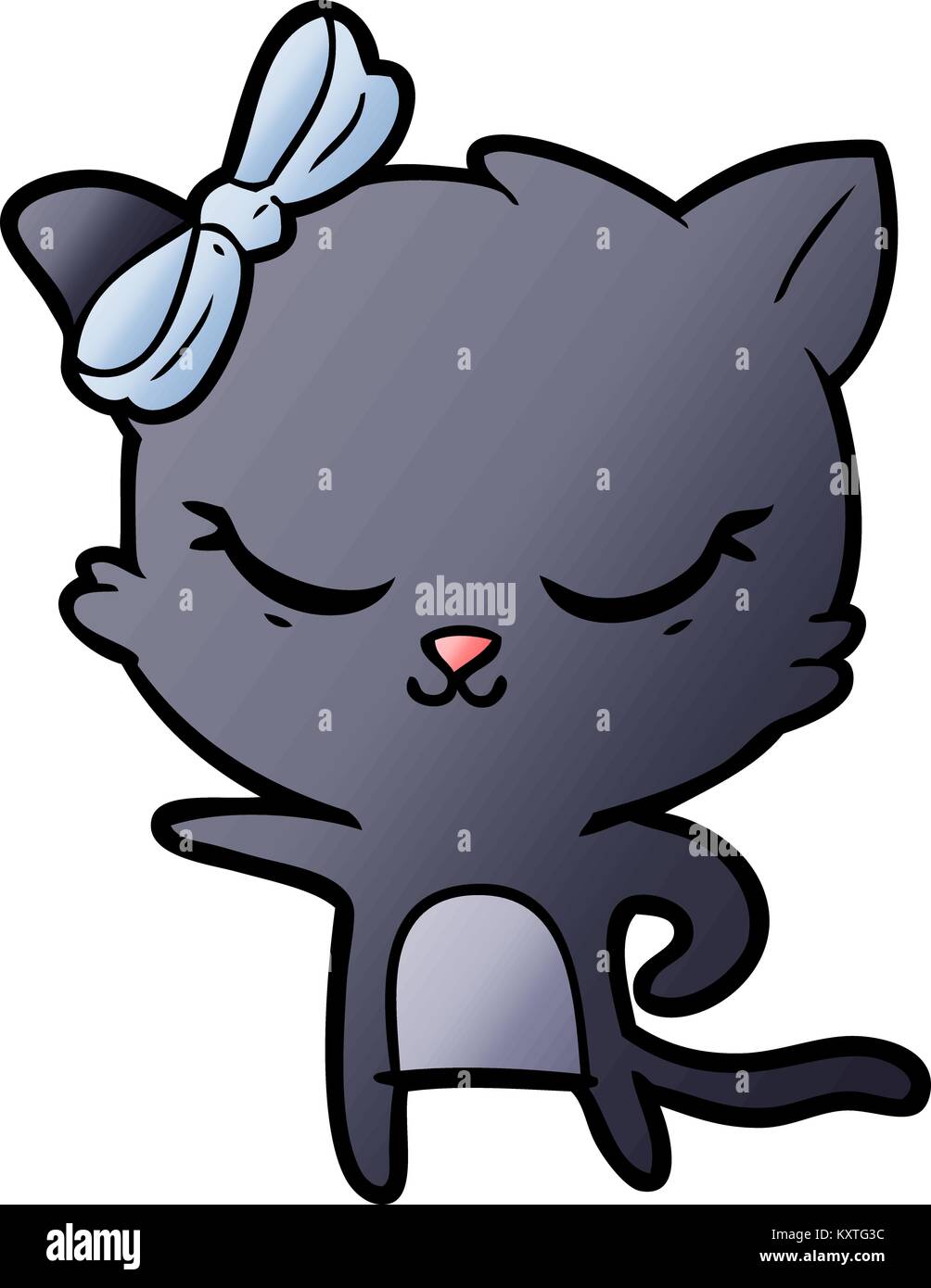 cute cartoon cat with bow Stock Vector Image & Art - Alamy