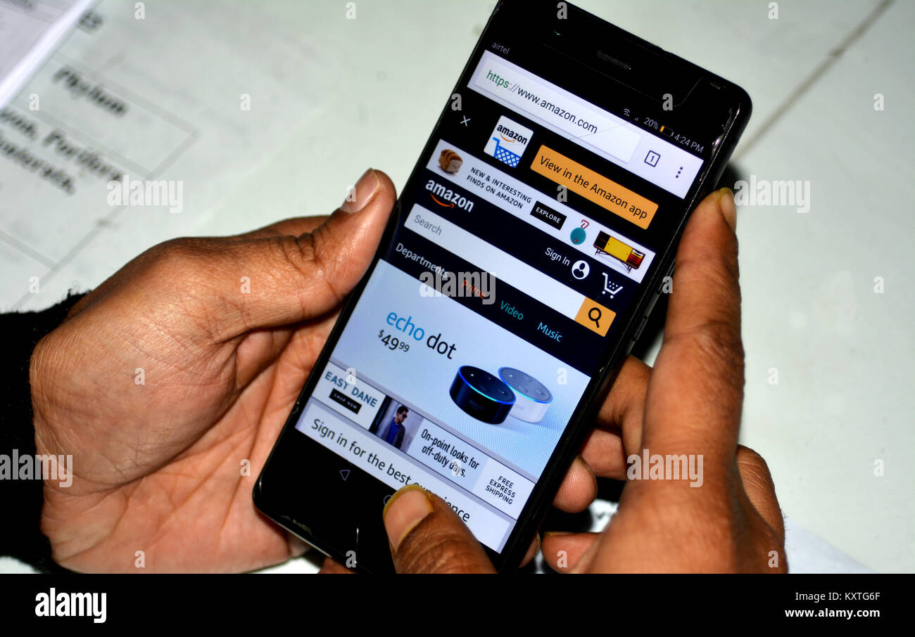 Online Shopping at Amazon Stock Photo - Alamy