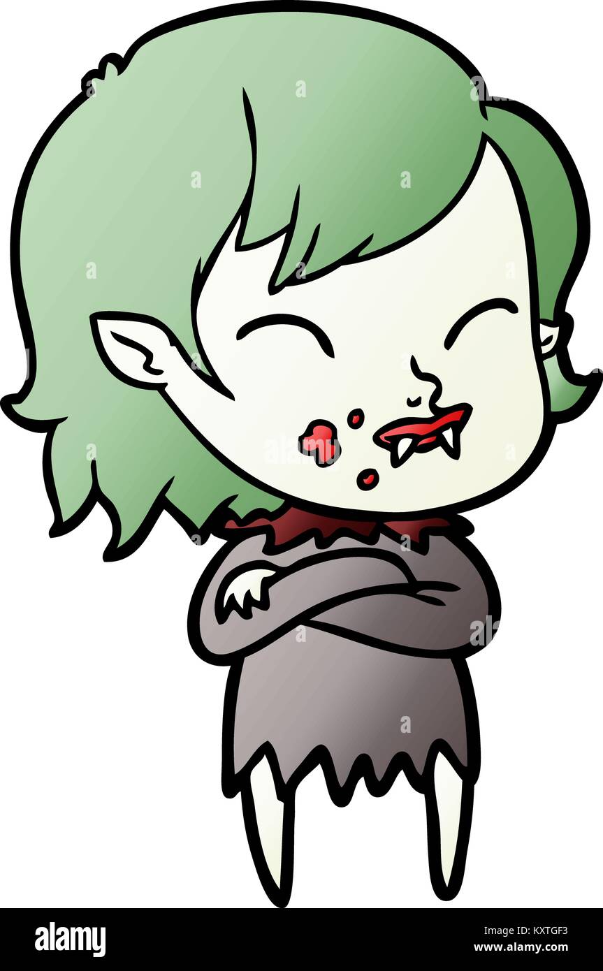 cartoon vampire girl with blood on cheek Stock Vector Image & Art - Alamy