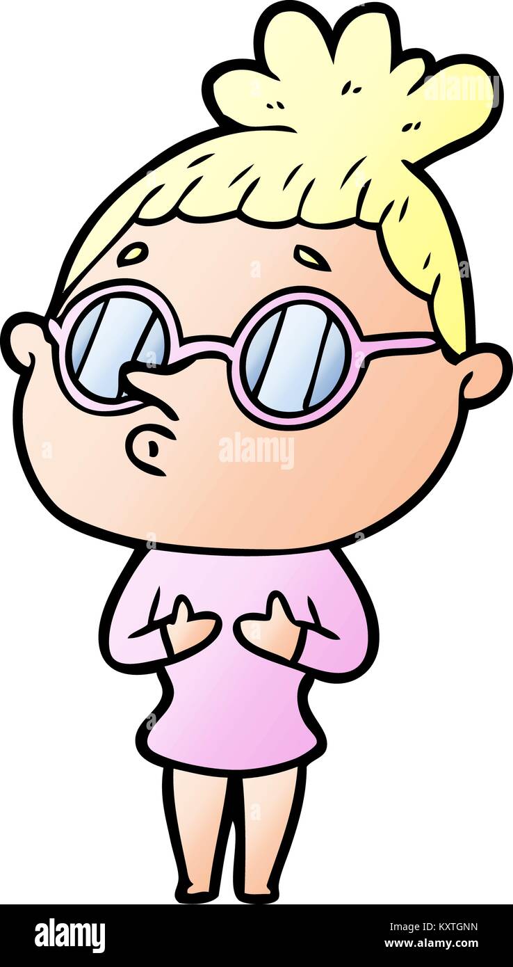 cartoon woman wearing glasses Stock Vector Image & Art - Alamy