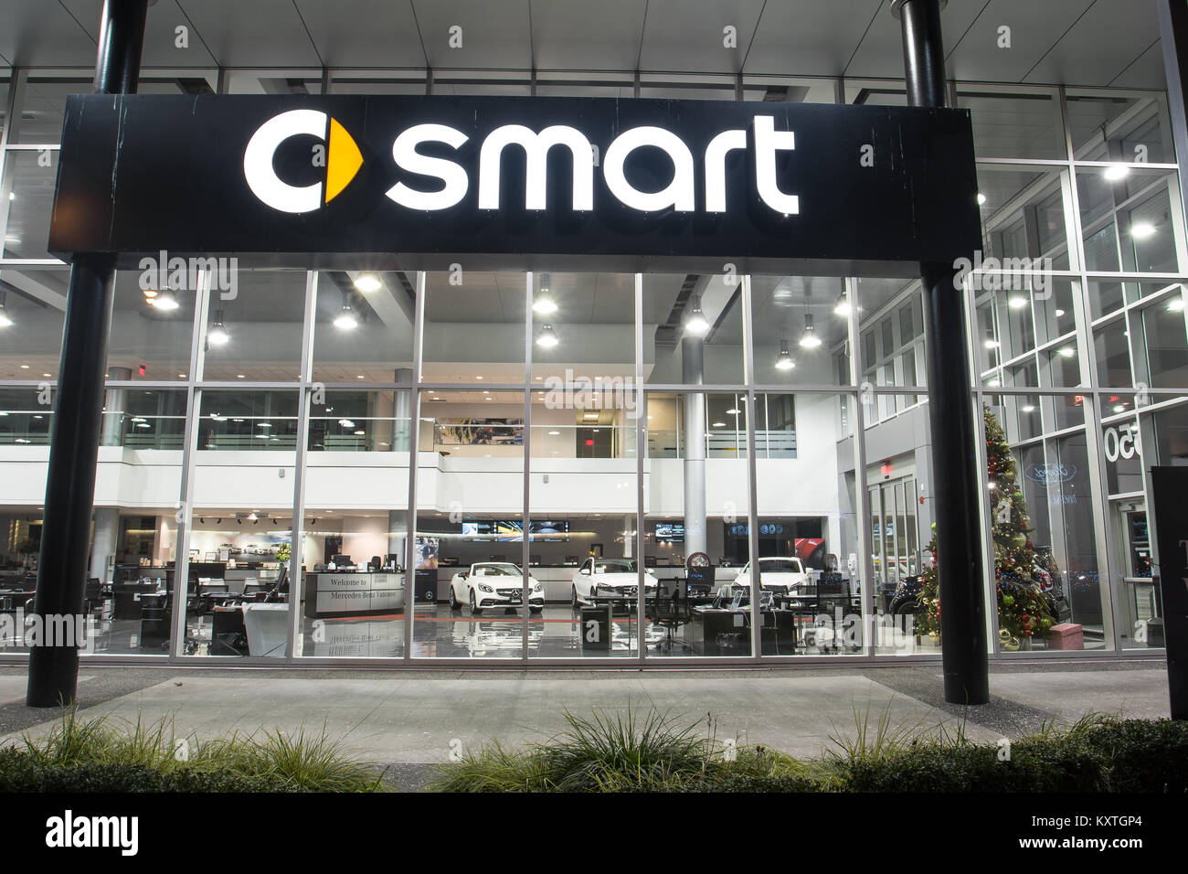 Vancouver. Canada - January 9, 2018: A Smart car sign exhibited on the ...
