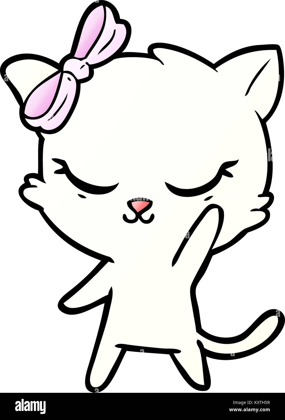 cute cartoon cat with bow Stock Vector Image & Art - Alamy