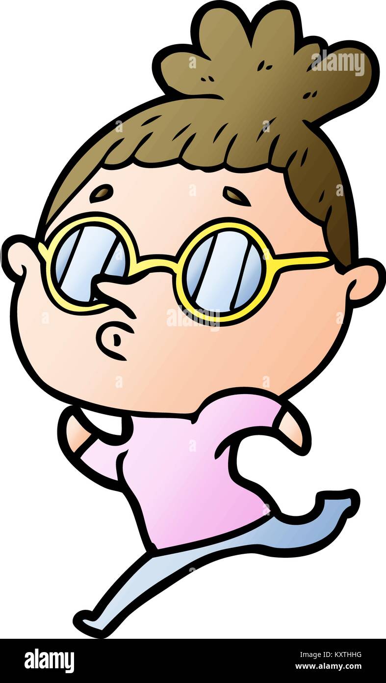 cartoon woman wearing glasses Stock Vector Image & Art - Alamy
