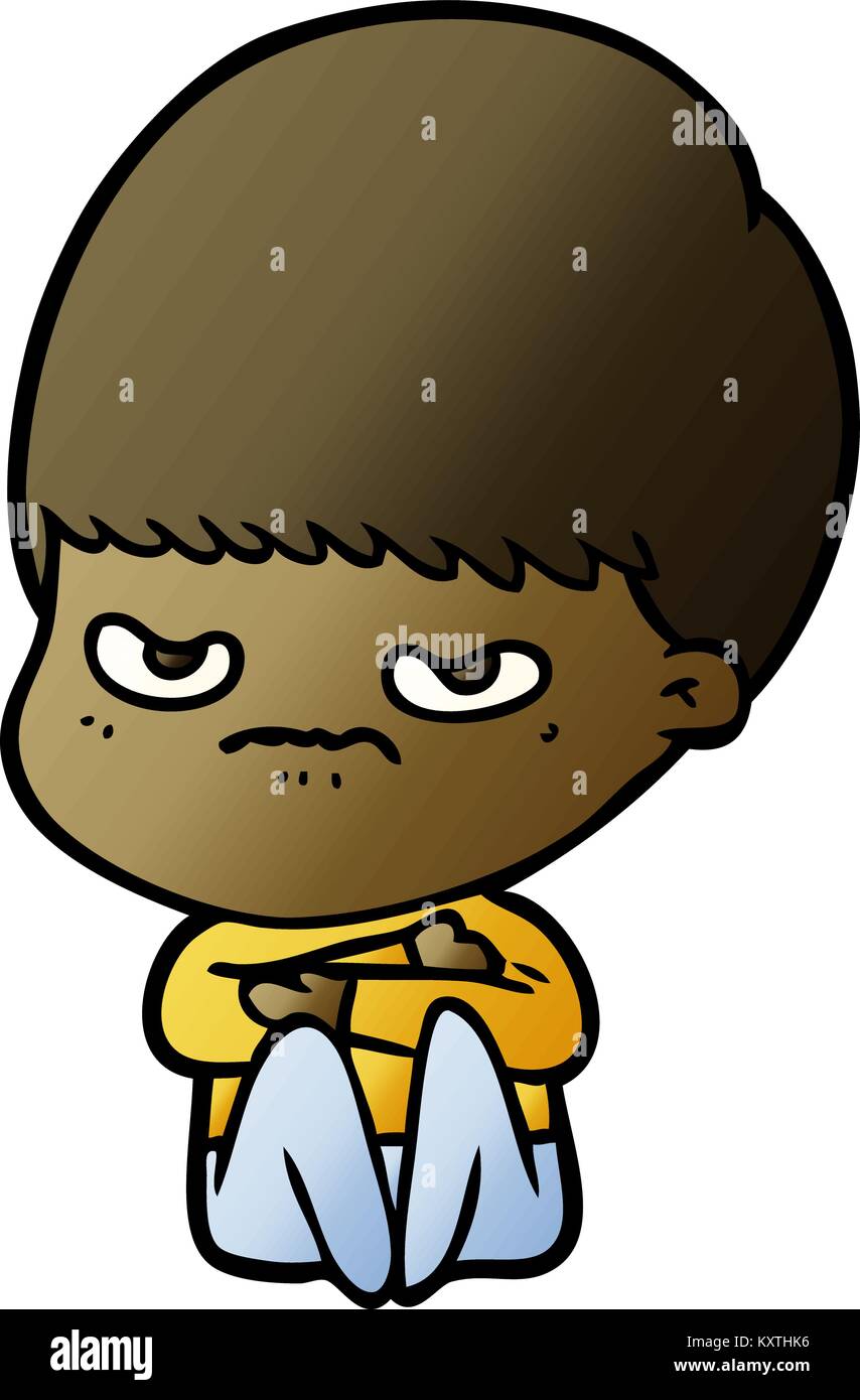 cartoon angry boy sitting Stock Vector Image & Art - Alamy