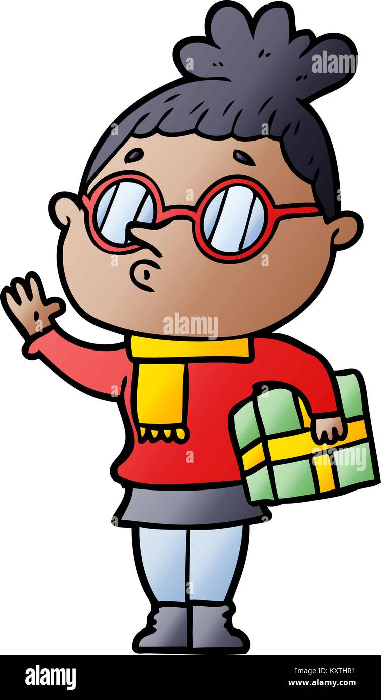 cartoon woman wearing glasses Stock Vector Image & Art - Alamy
