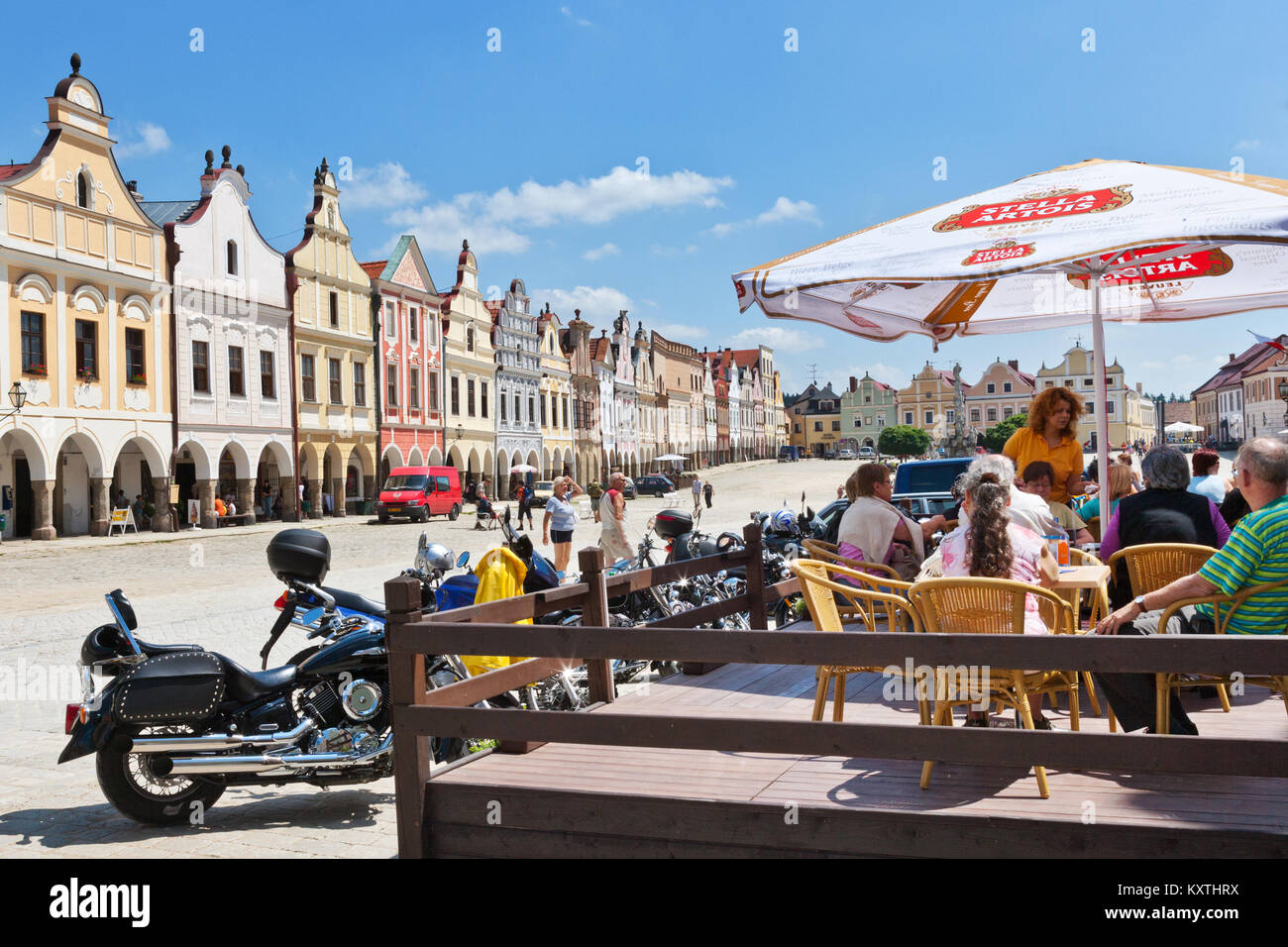 Náměstí Zachariáše z Hradce, Telč (UNESCO), Kraj Vysočina, Česka ...