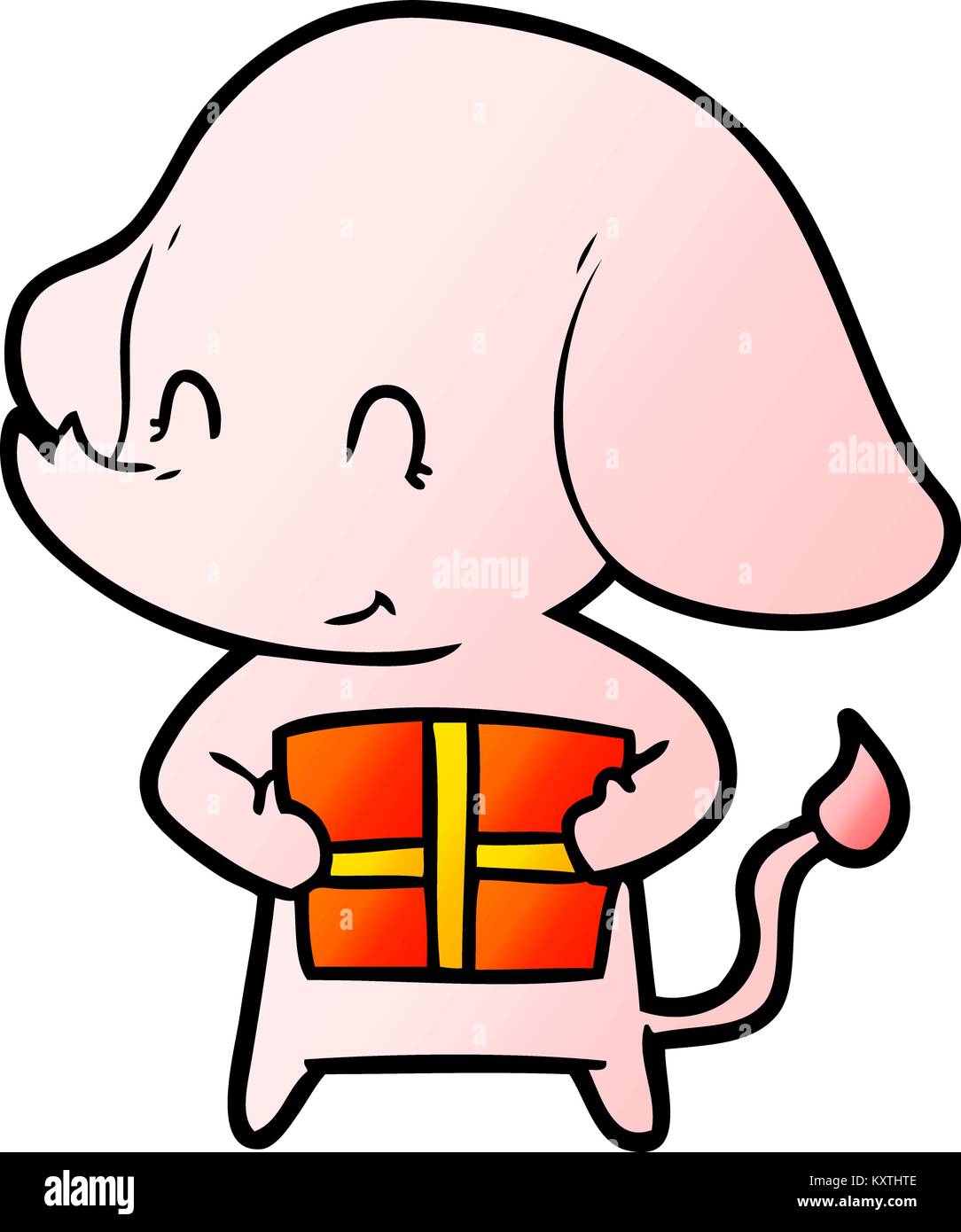 cute cartoon elephant with present Stock Vector Image & Art - Alamy