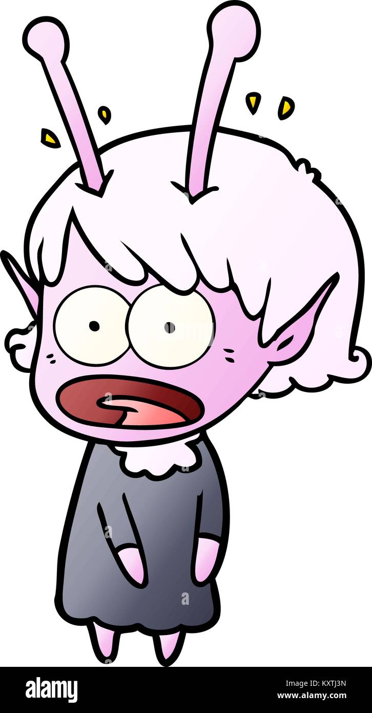 cartoon shocked alien girl Stock Vector Image & Art - Alamy