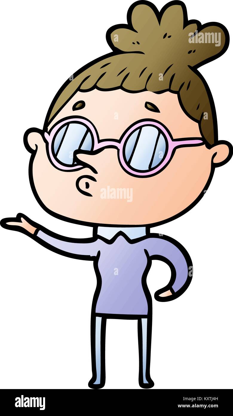 cartoon woman wearing glasses Stock Vector Image & Art - Alamy