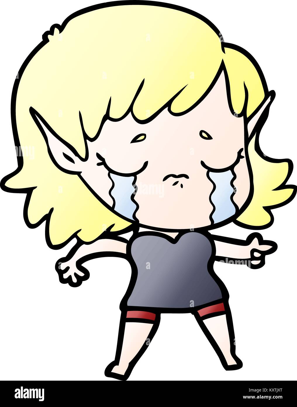 cartoon crying elf girl Stock Vector Image & Art - Alamy