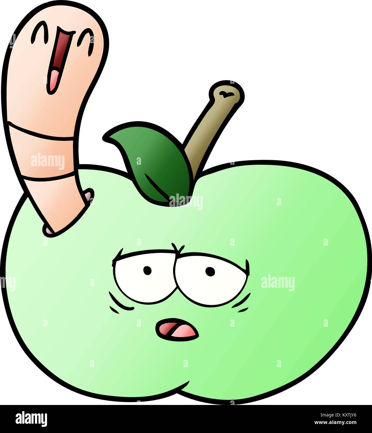 cartoon worm in apple Stock Vector Image & Art - Alamy