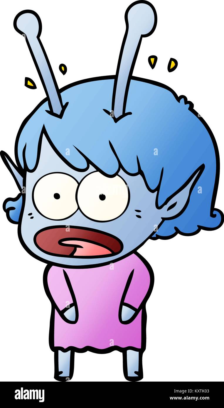 cartoon shocked alien girl Stock Vector Image & Art - Alamy