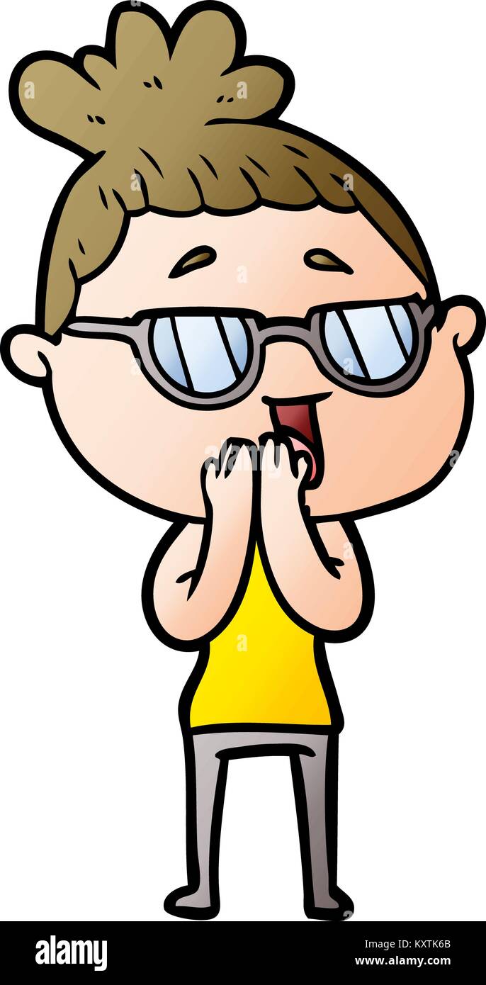 cartoon happy woman wearing spectacles Stock Vector Image & Art - Alamy