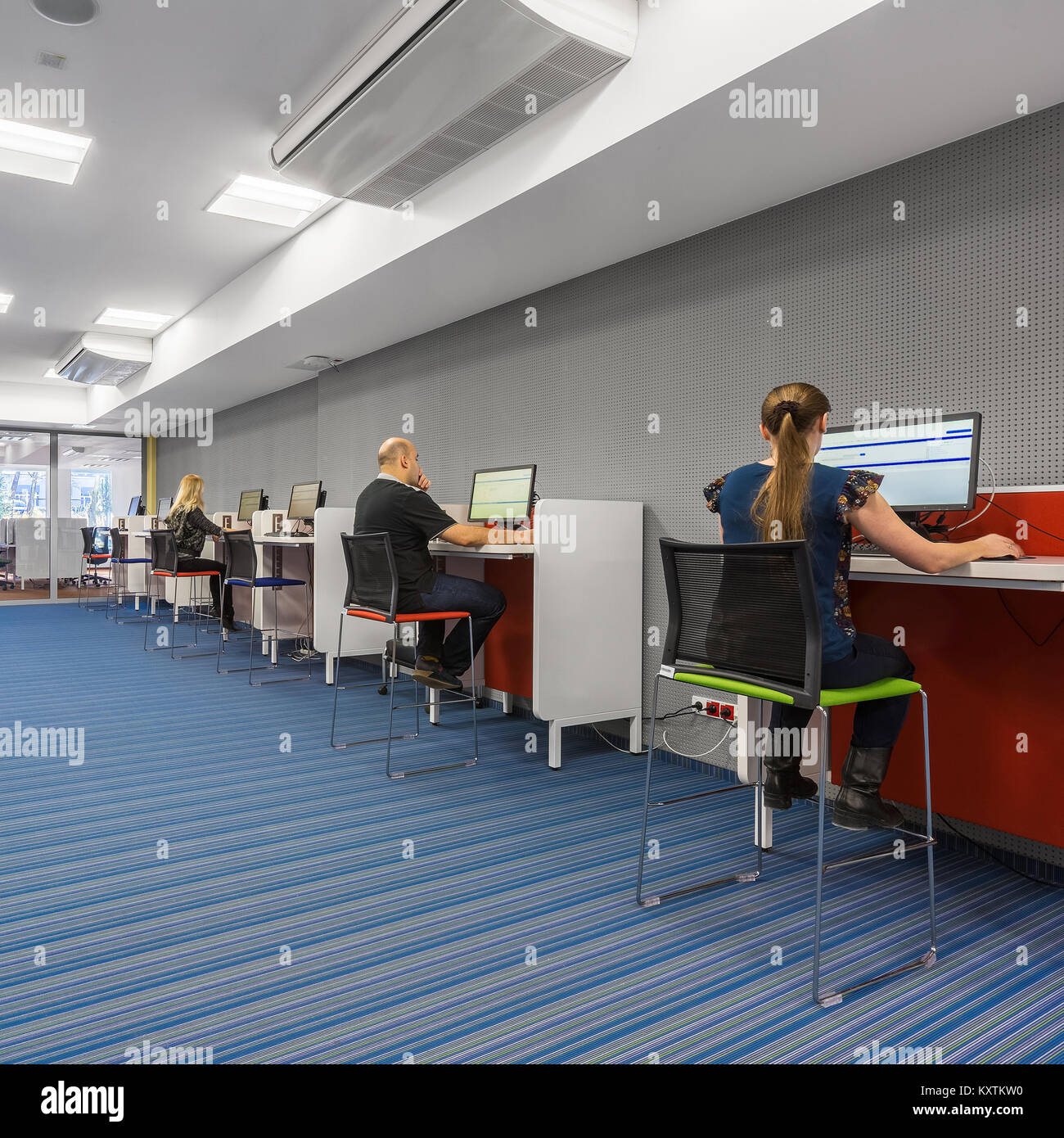 Modern interior with functional workstations with new computers Stock ...