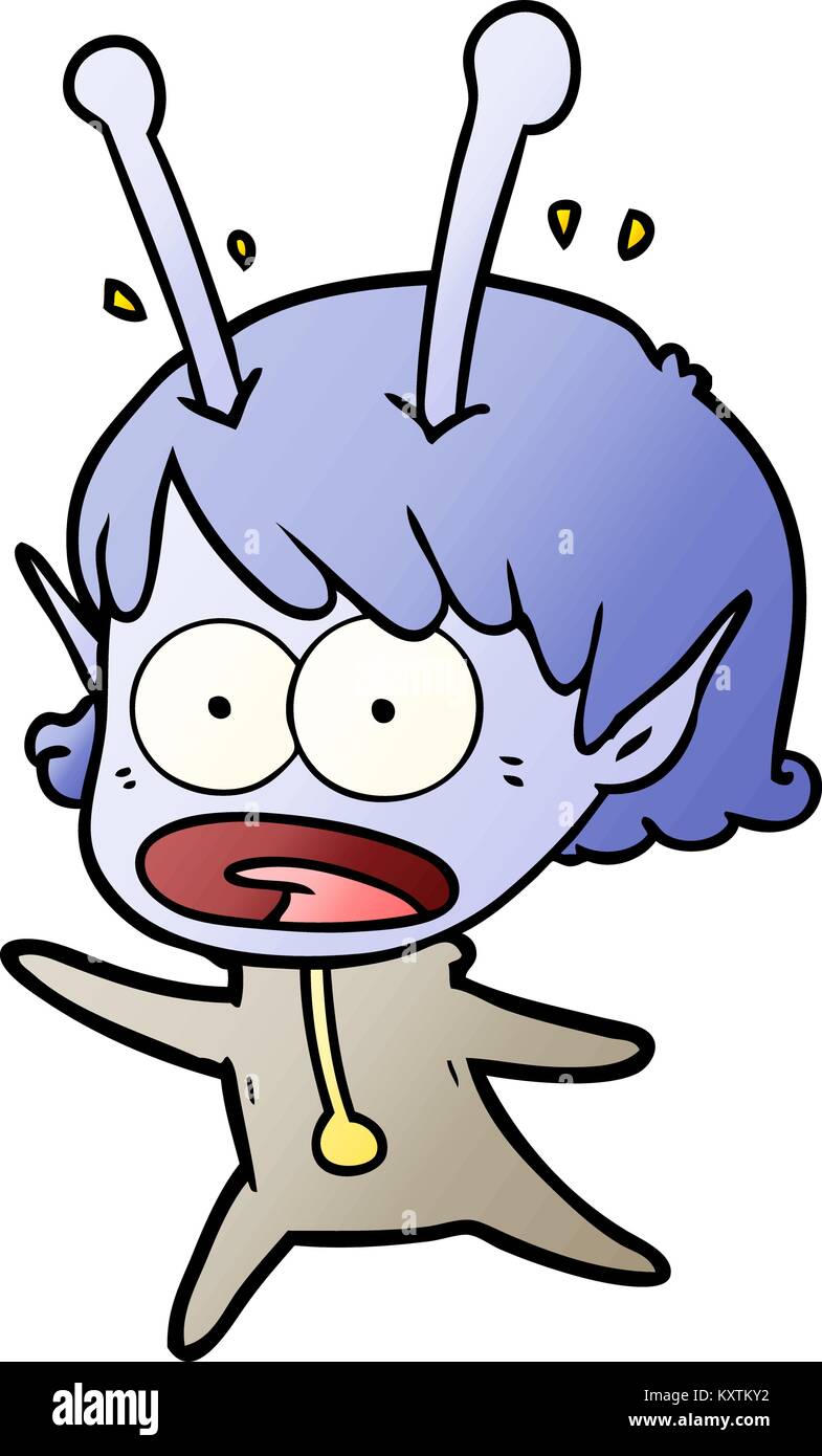 cartoon shocked alien girl Stock Vector Image & Art - Alamy