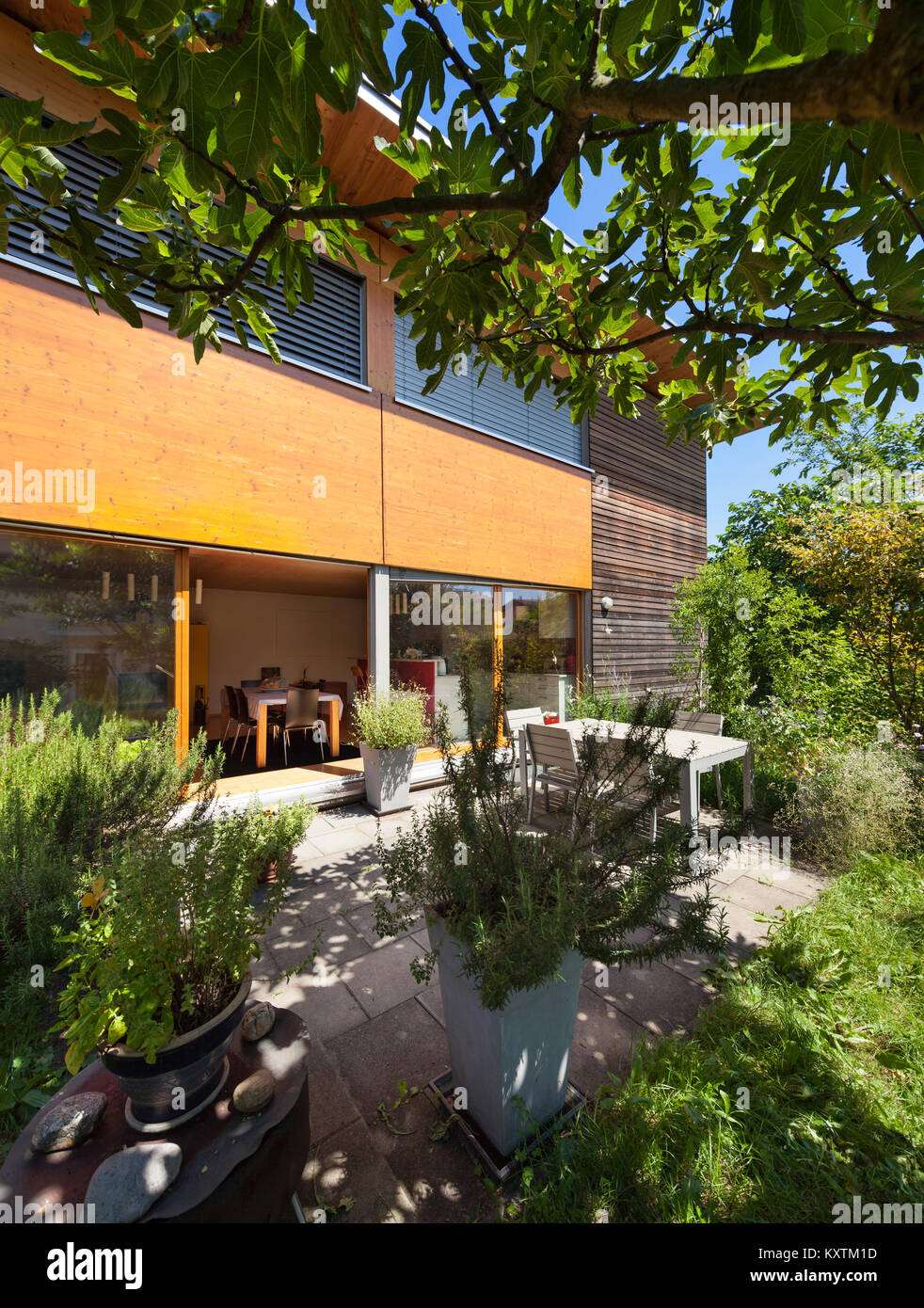 Veranda of a wooden house, modern design Stock Photo - Alamy