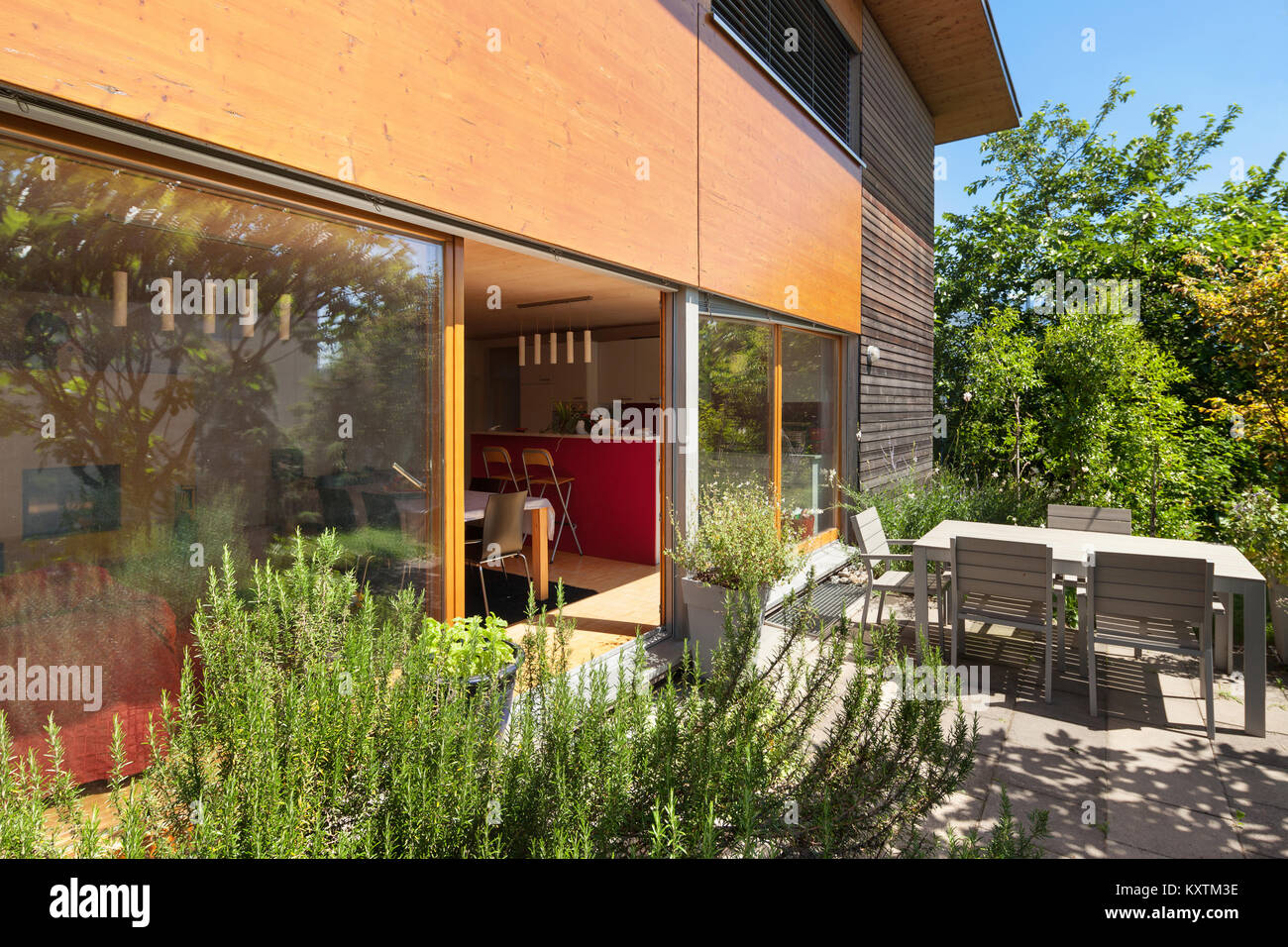Veranda of a wooden house, modern design Stock Photo - Alamy