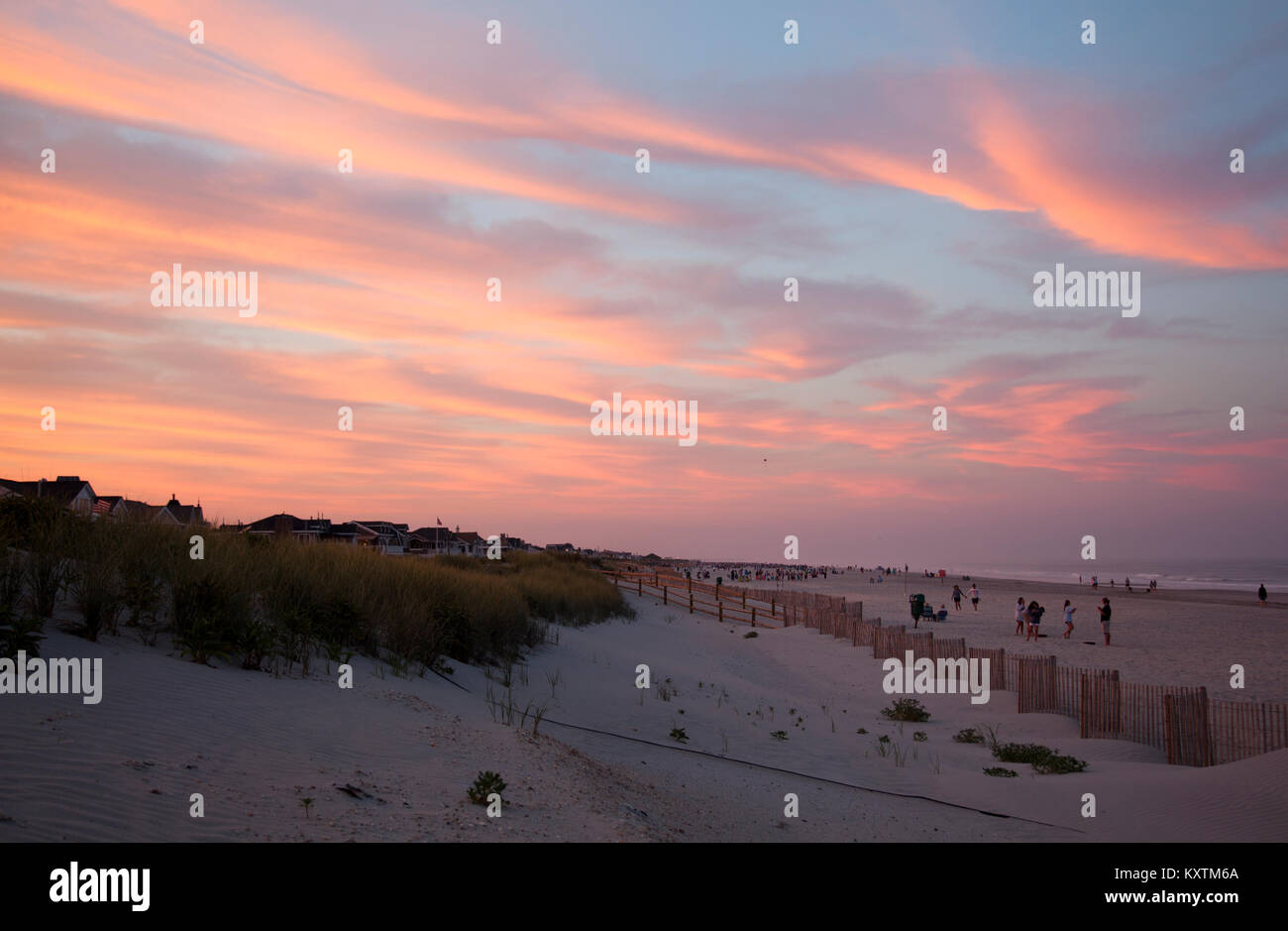 Sunset over Stone Harbor Beach in New Jersey - USA Stock Photo - Alamy