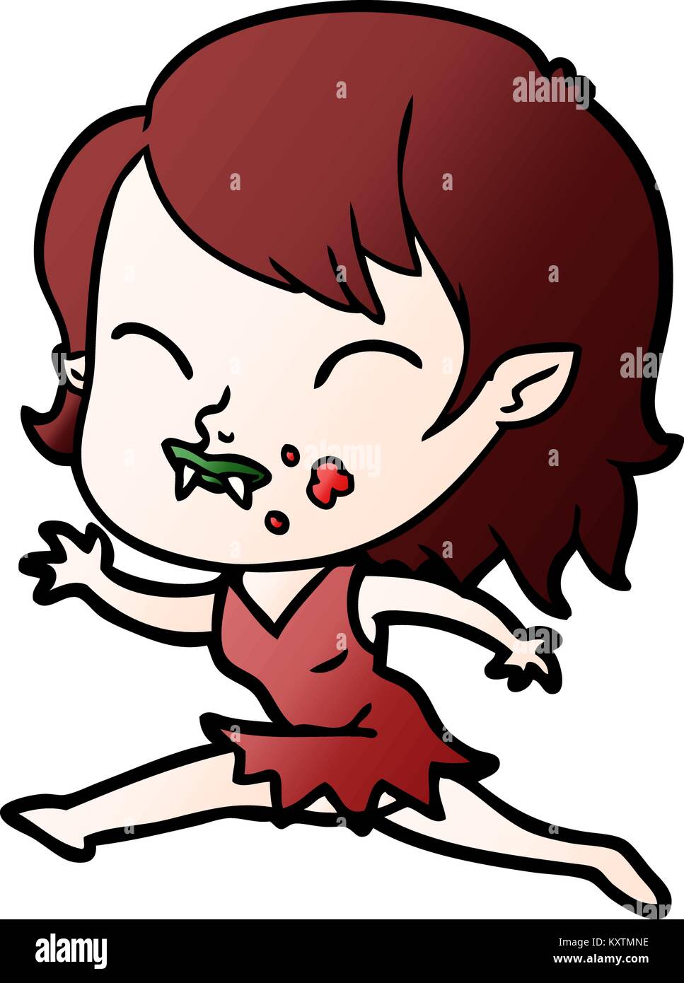 cartoon vampire girl with blood on cheek Stock Vector Image & Art - Alamy