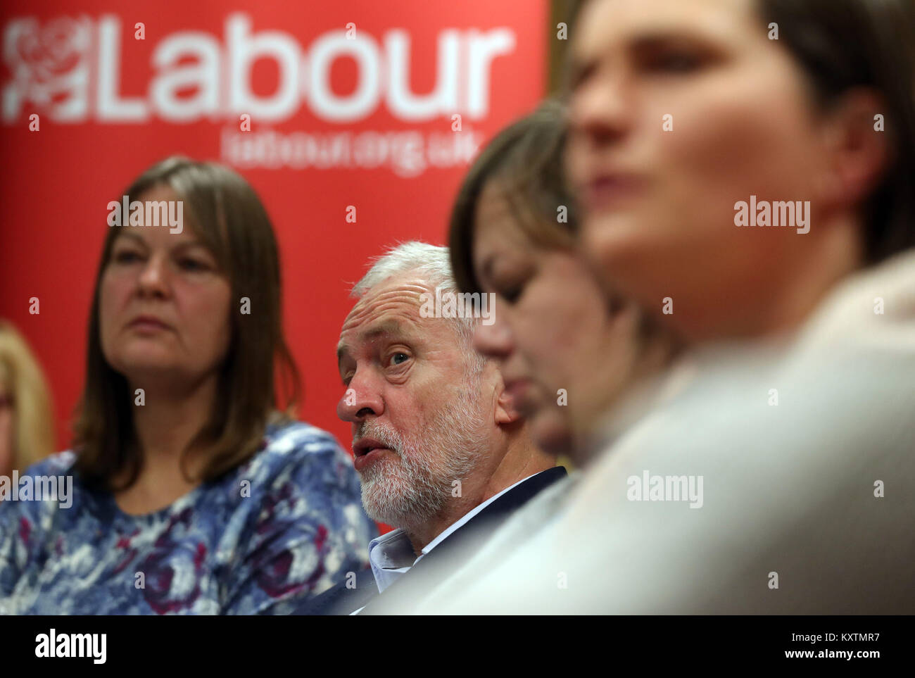 Labour party leader Jeremy Corbyn listens to NHS staff at Park South ...