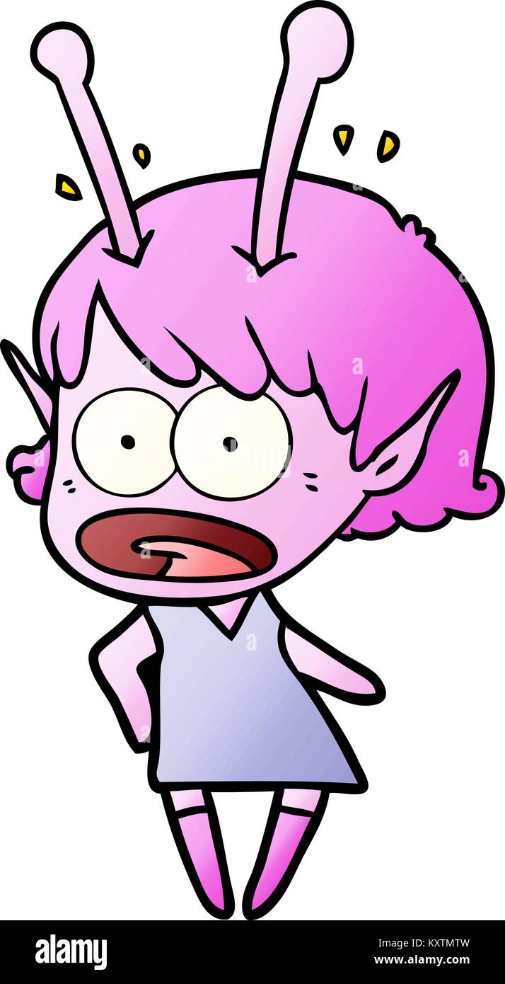 cartoon shocked alien girl Stock Vector Image & Art - Alamy