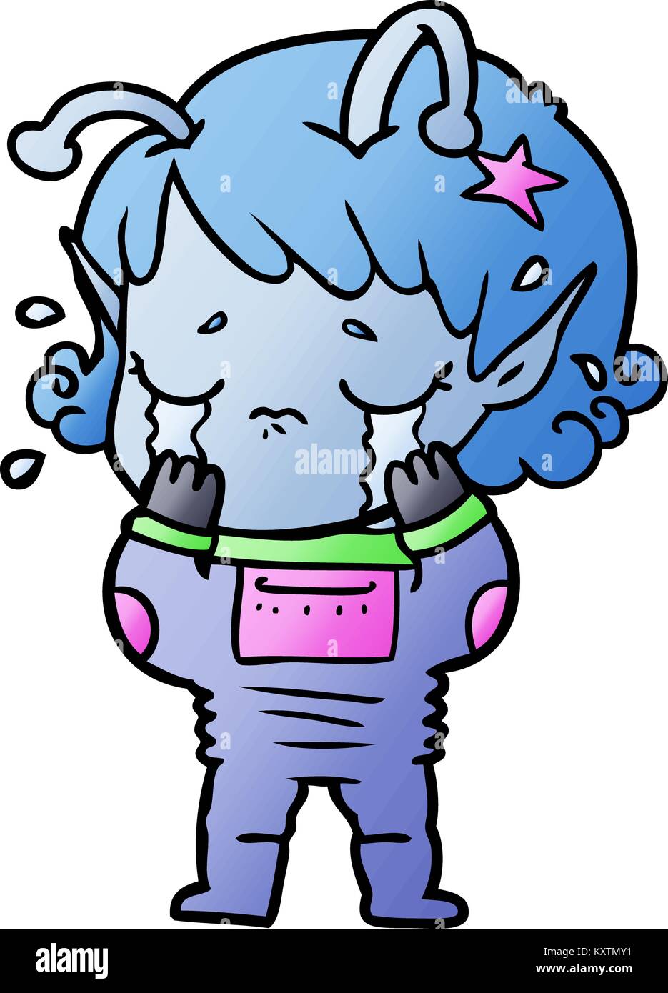 cartoon crying alien girl Stock Vector Image & Art - Alamy