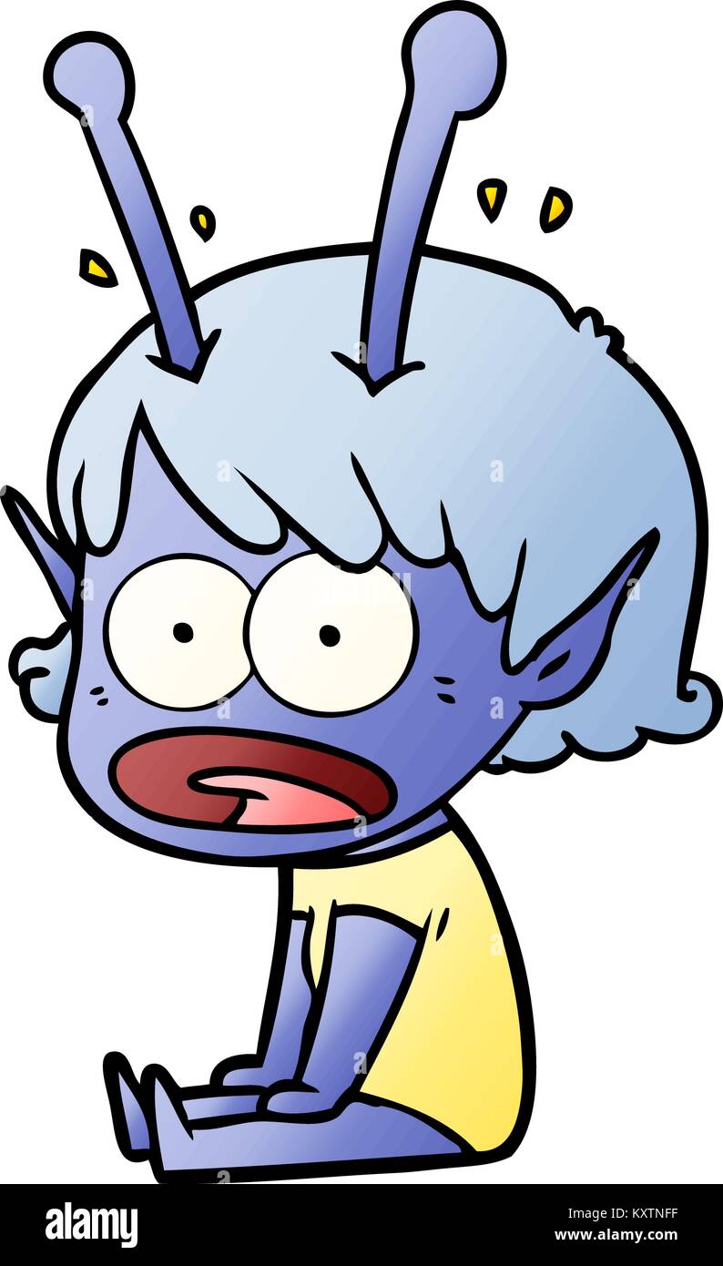 cartoon shocked alien girl Stock Vector Image & Art - Alamy