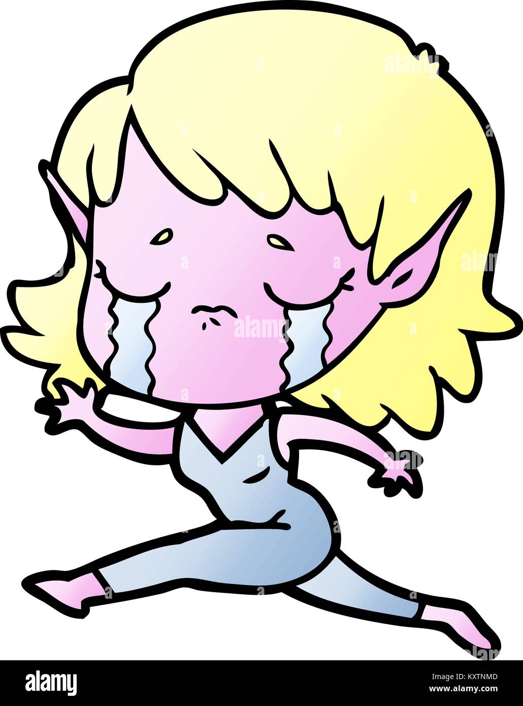 crying cartoon elf girl Stock Vector Image & Art - Alamy