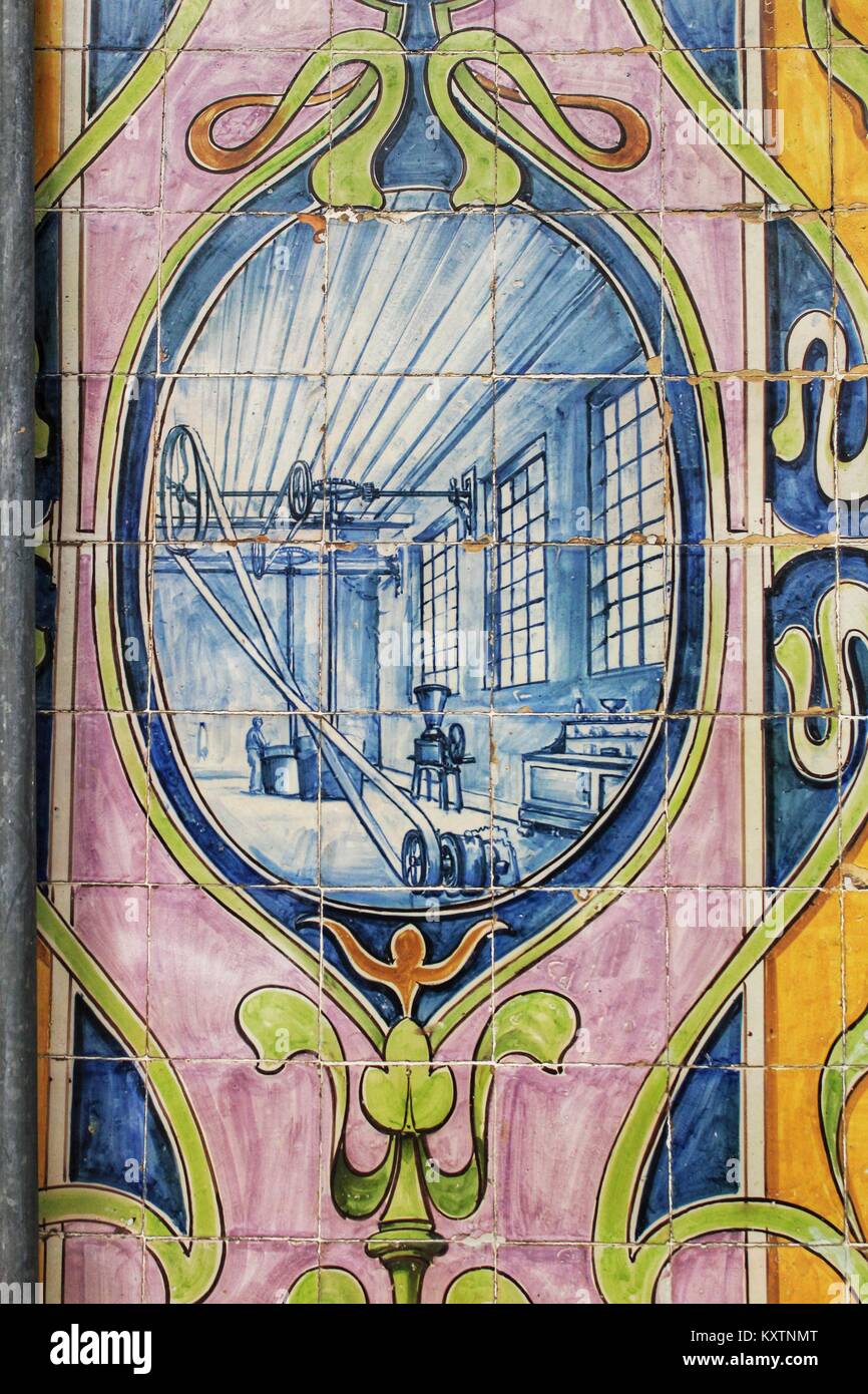 Colorful tiles on facades of Lisbon, Portugal Stock Photo - Alamy