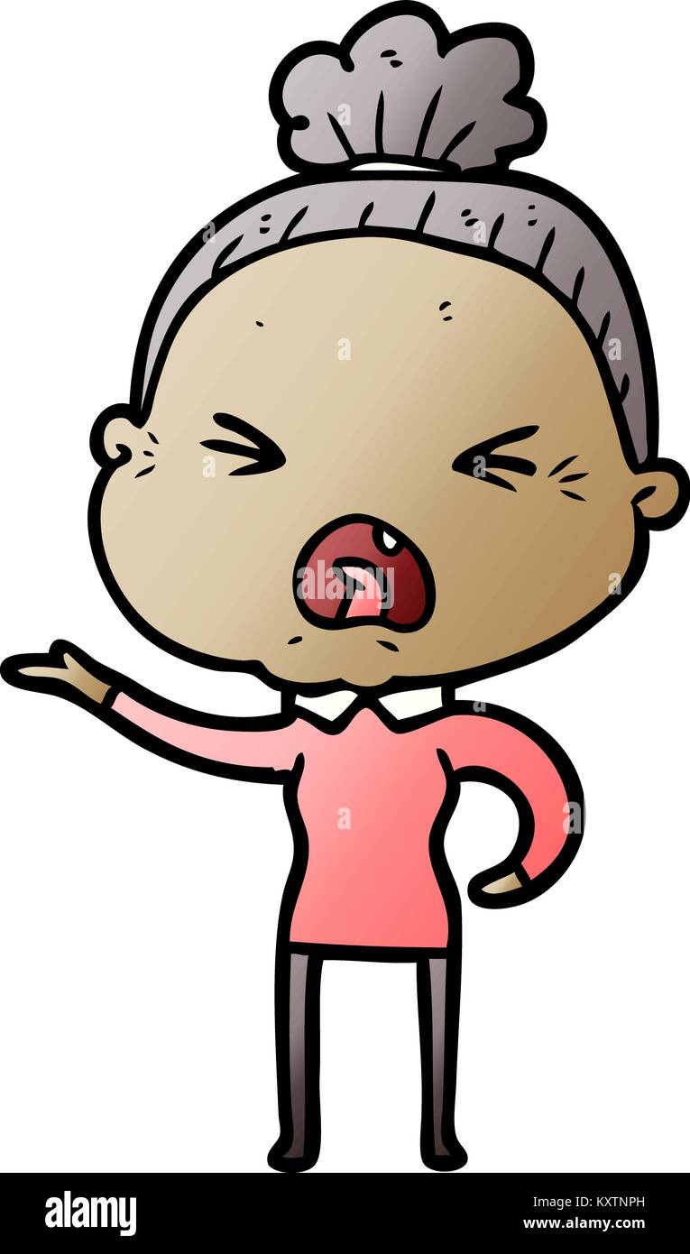 cartoon angry old woman Stock Vector Image & Art - Alamy