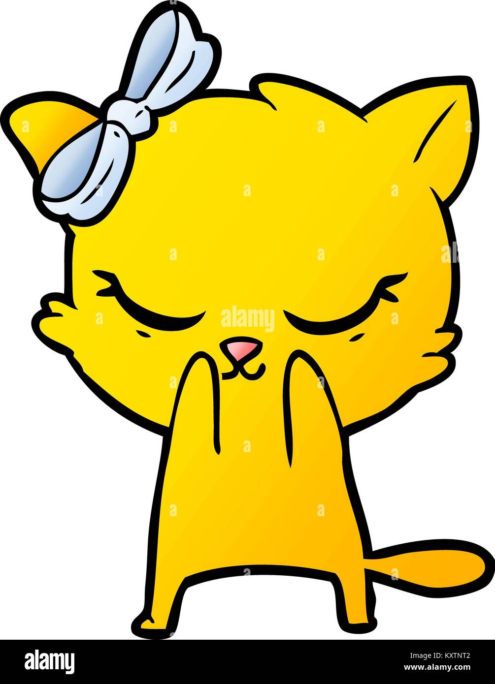 cute cartoon cat with bow Stock Vector Image & Art - Alamy