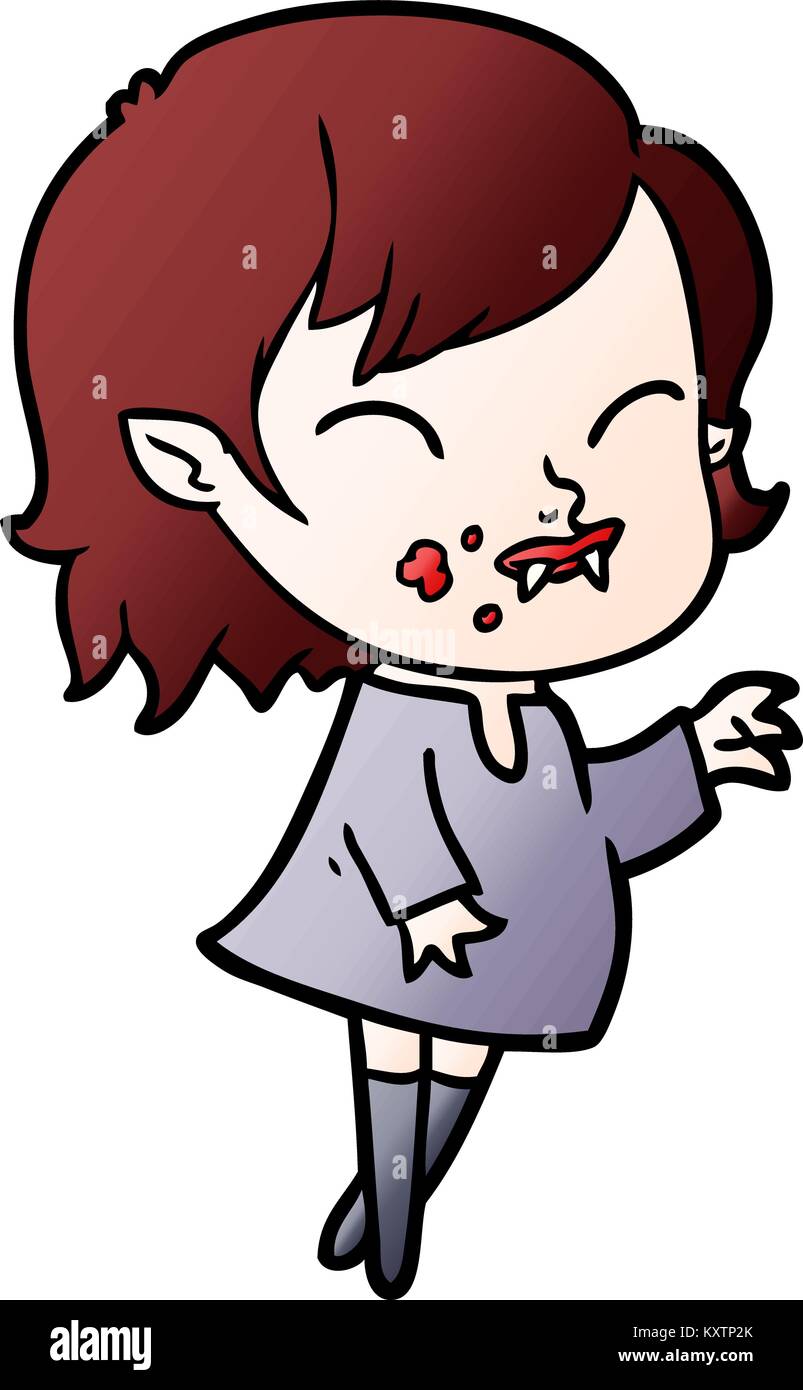 cartoon vampire girl with blood on cheek Stock Vector Image & Art - Alamy