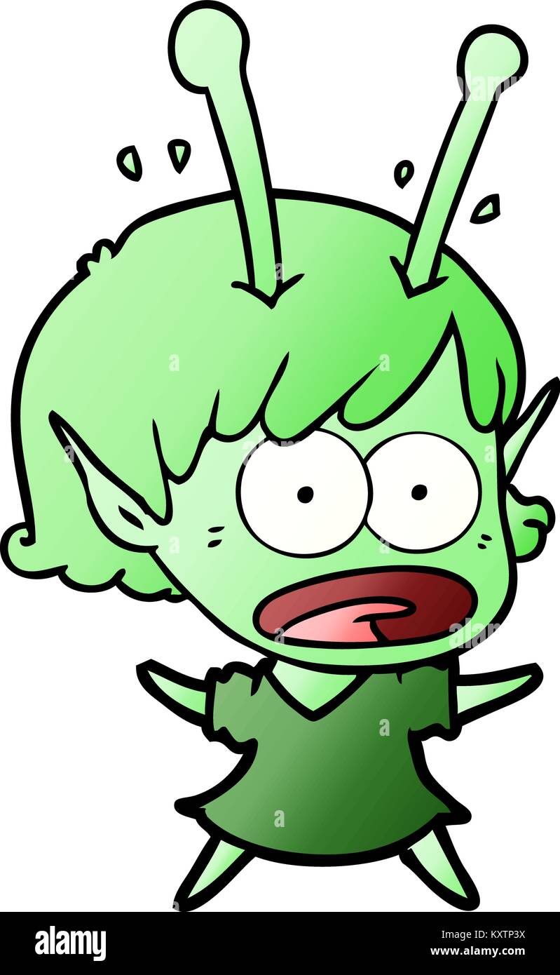 cartoon shocked alien girl Stock Vector Image & Art - Alamy