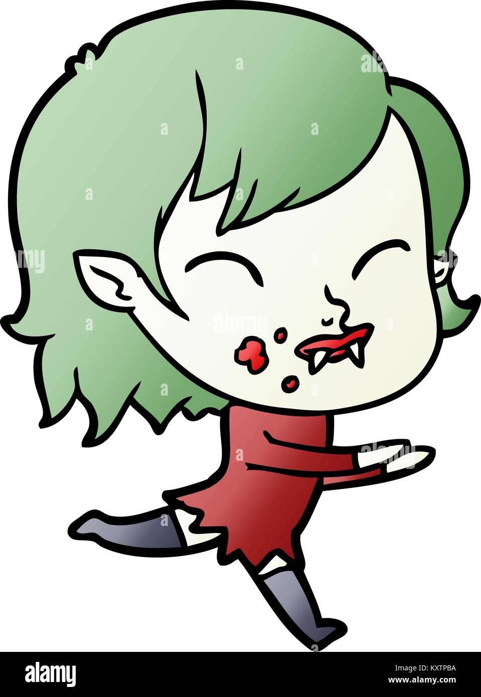 cartoon vampire girl with blood on cheek Stock Vector Image & Art - Alamy