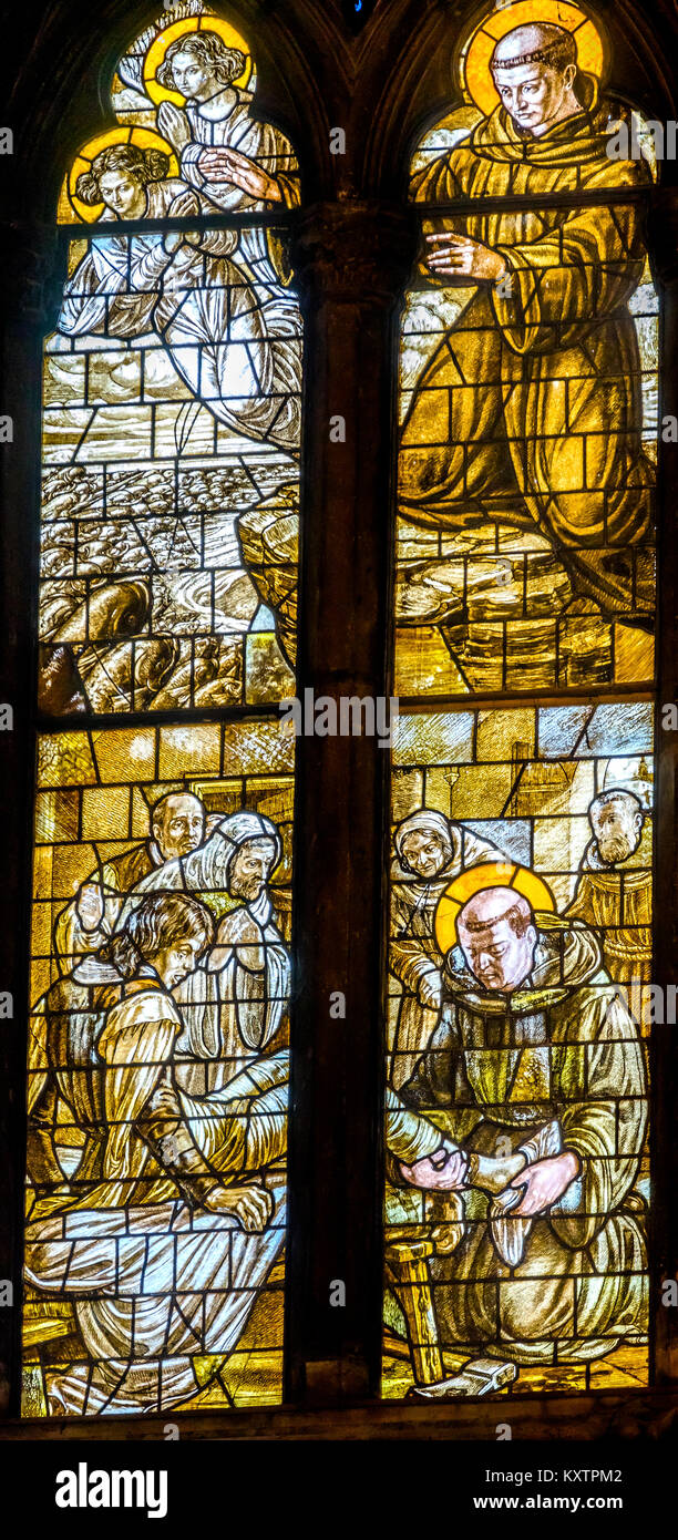 Saints Monks Curing Sick Stained Glass Altar Santa Maria Gloriosa de ...