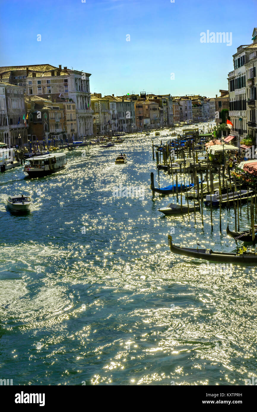 Colorful Grand Canal Public Ferries Vaporetto Ferry Docks From Rialto ...