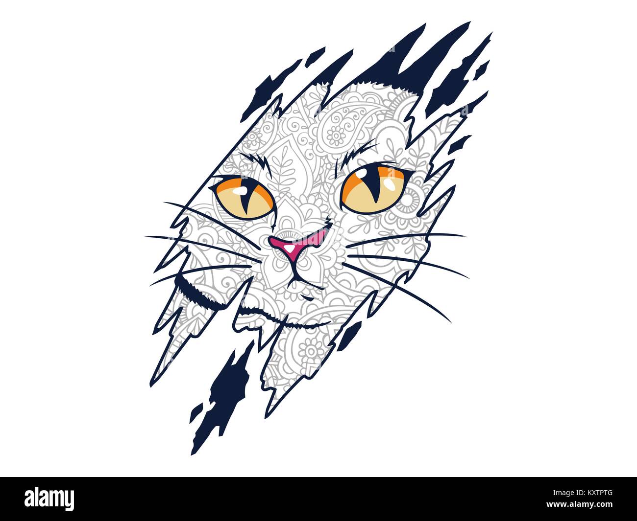 illustration of cat doodle for adult stress release coloring page Stock ...