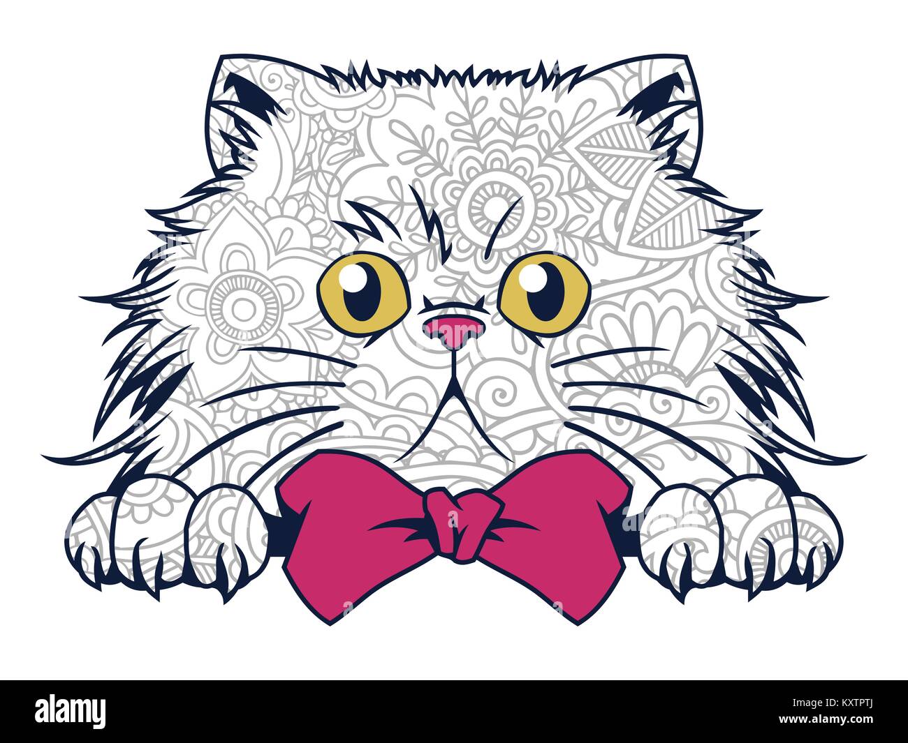 illustration of cat doodle for adult stress release coloring page Stock ...
