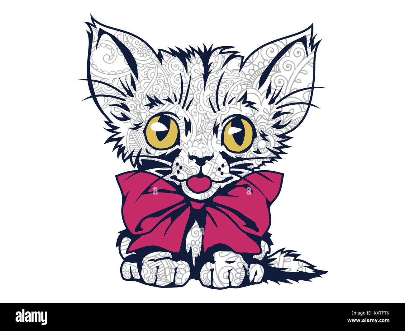 illustration of cat doodle for adult stress release coloring page Stock ...