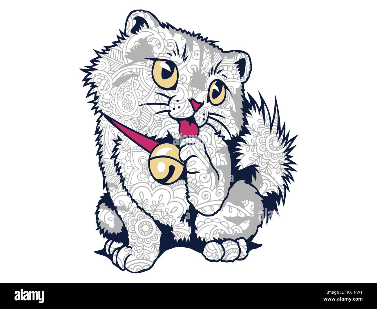 illustration of cat doodle for adult stress release coloring page Stock ...