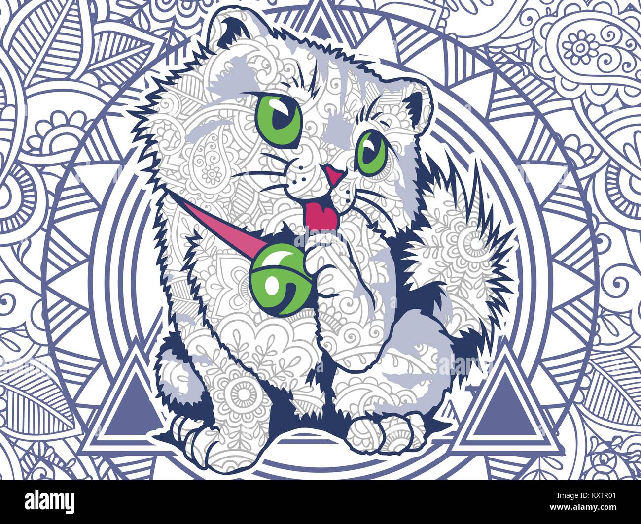 Drawing zentangle cat for coloring page hi-res stock photography and ...
